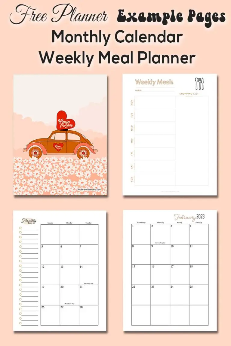 Free Retro Monthly Planner With Weekly Meal Planner – Frugal Fitz Designs
